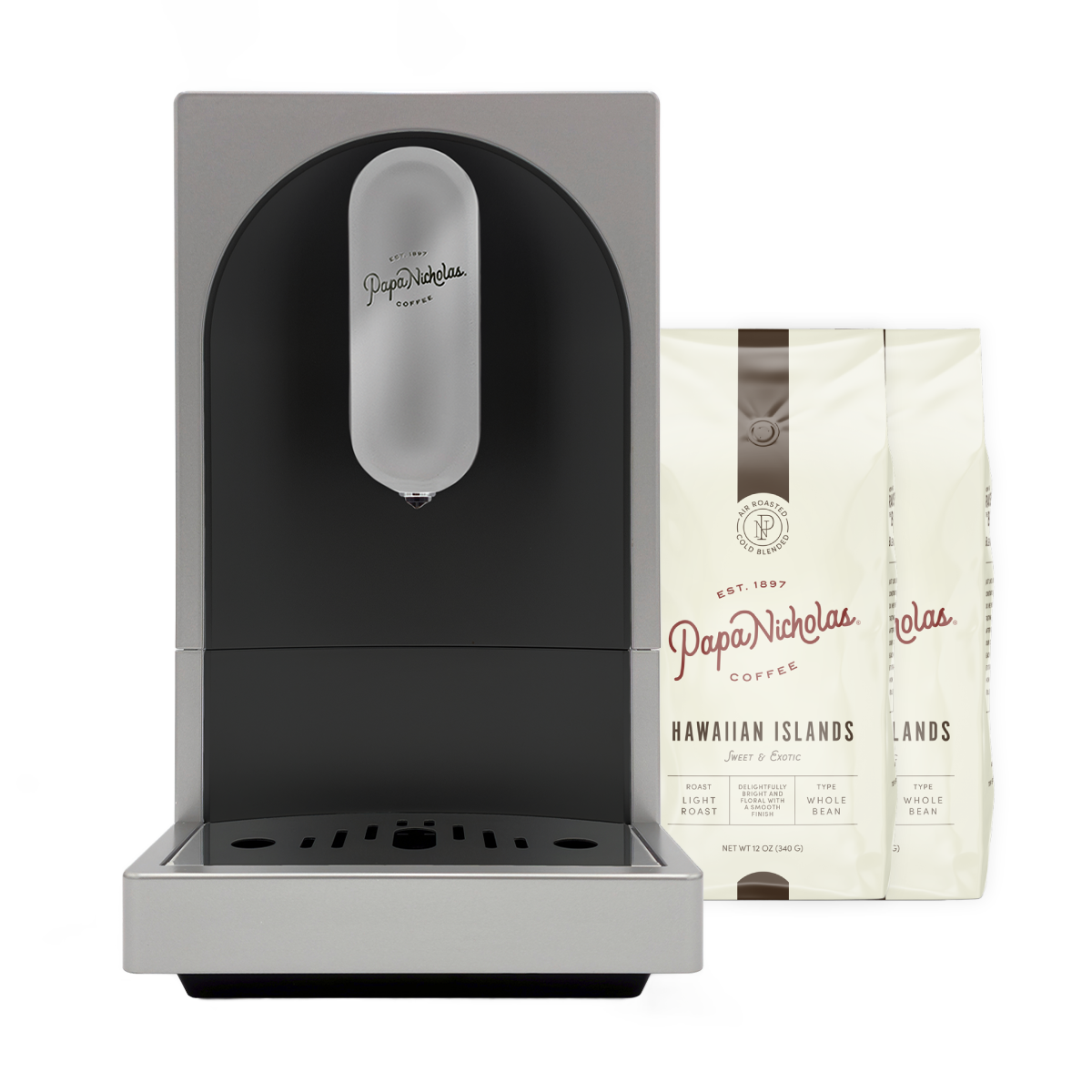 Bean-to-Brew Espresso Machine + Two 12oz Bags of WB Hawaiian Islands!